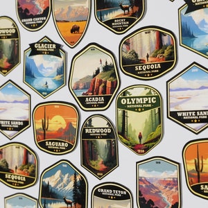 Redwood National Park Sticker, Badge Sticker Redwood Trees National ...