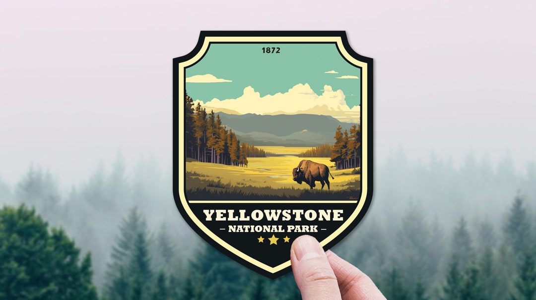 Yellowstone National Park Sticker, Wyoming State Park Decal, Bison ...