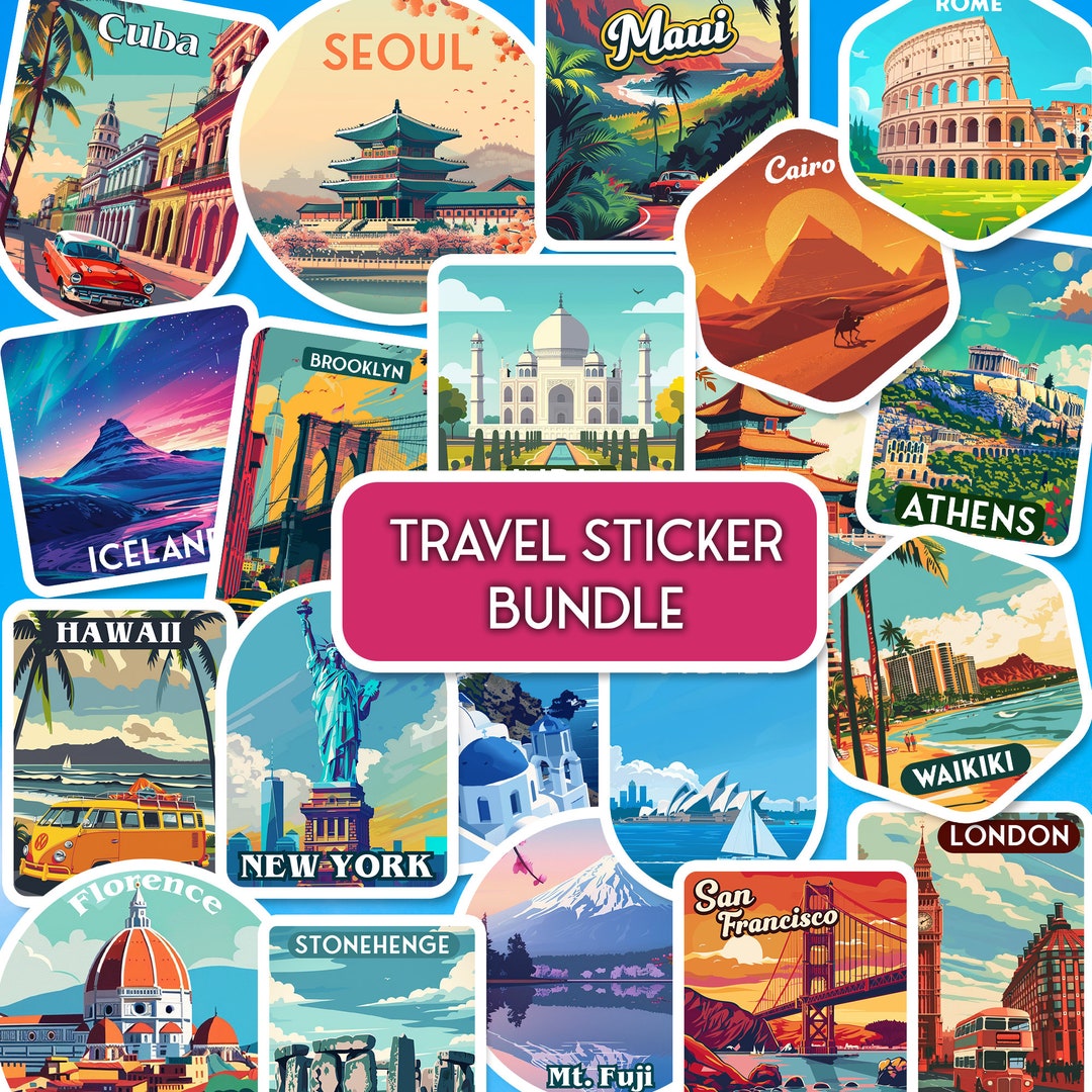 Travel Sticker Bundle World Destination Landmark Sticker Set for ...