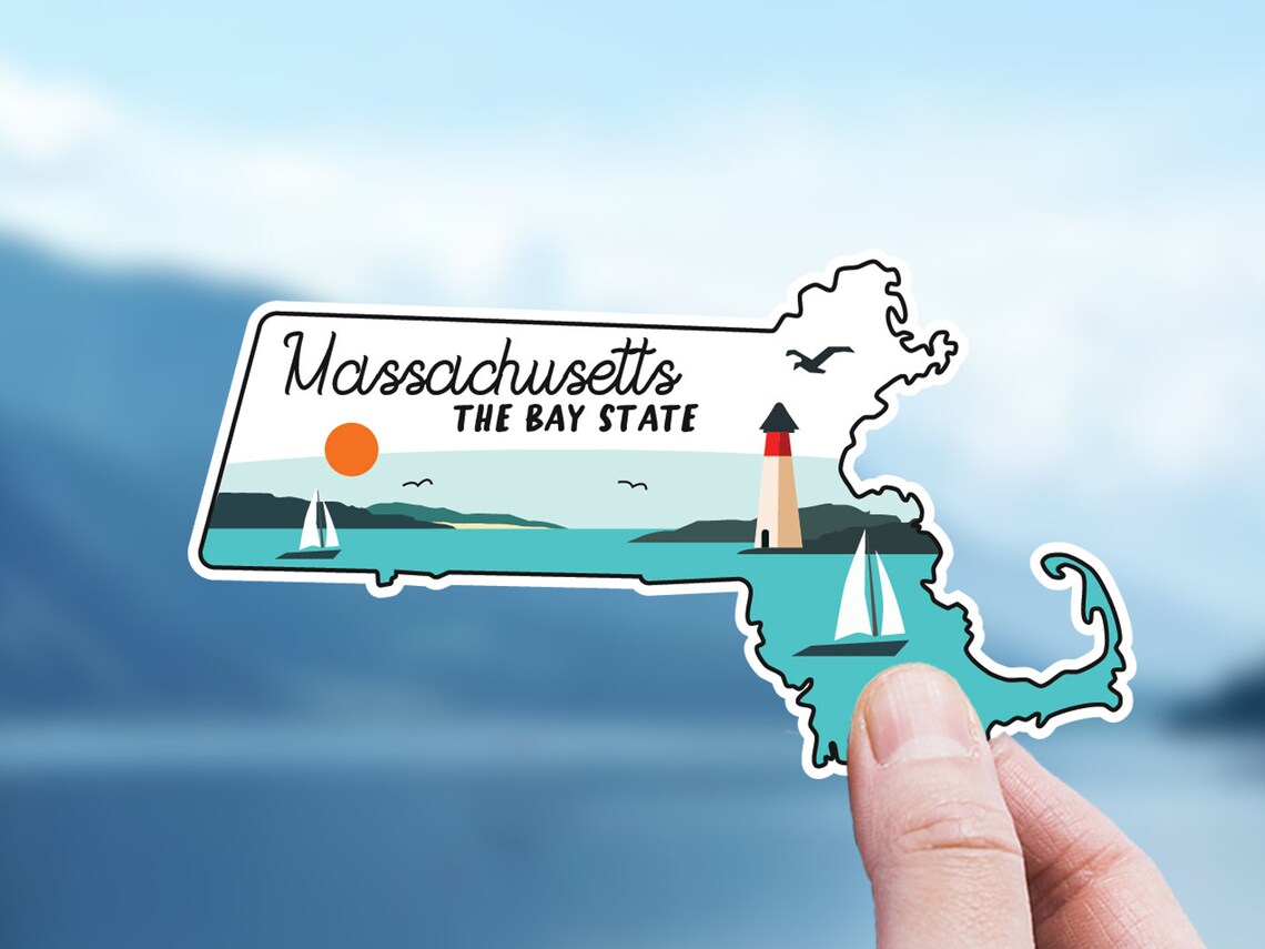 Massachusetts Sticker, Glossy Stickers for Laptop, Hydroflask ...