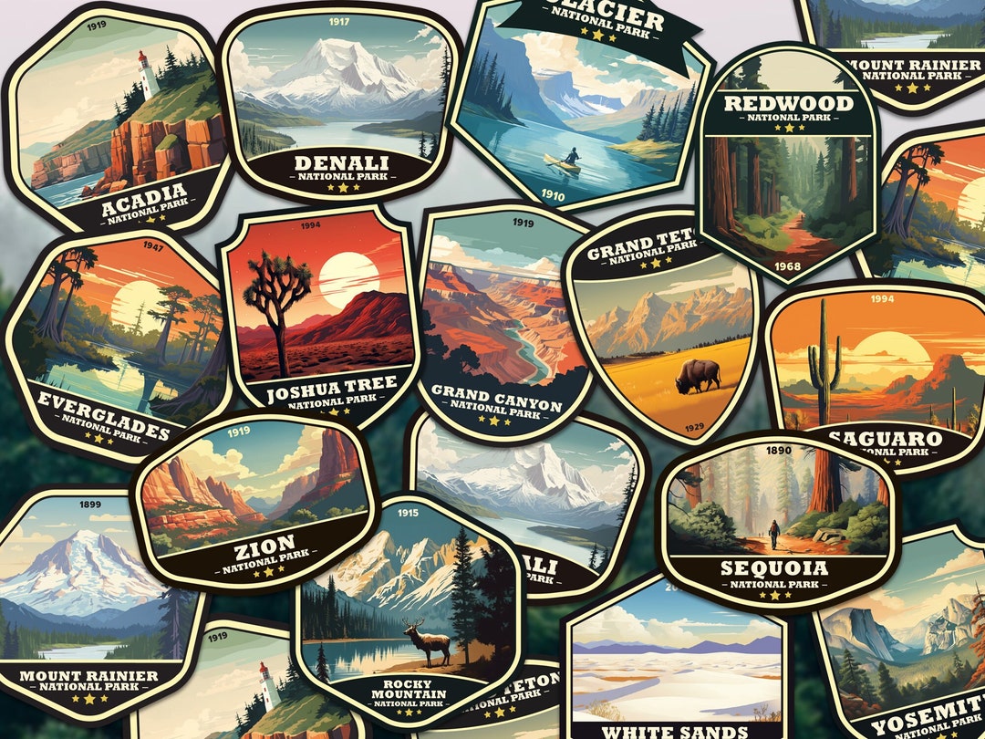 National Park Sticker Set Travel Decal Gift Hiking, Stickers for ...