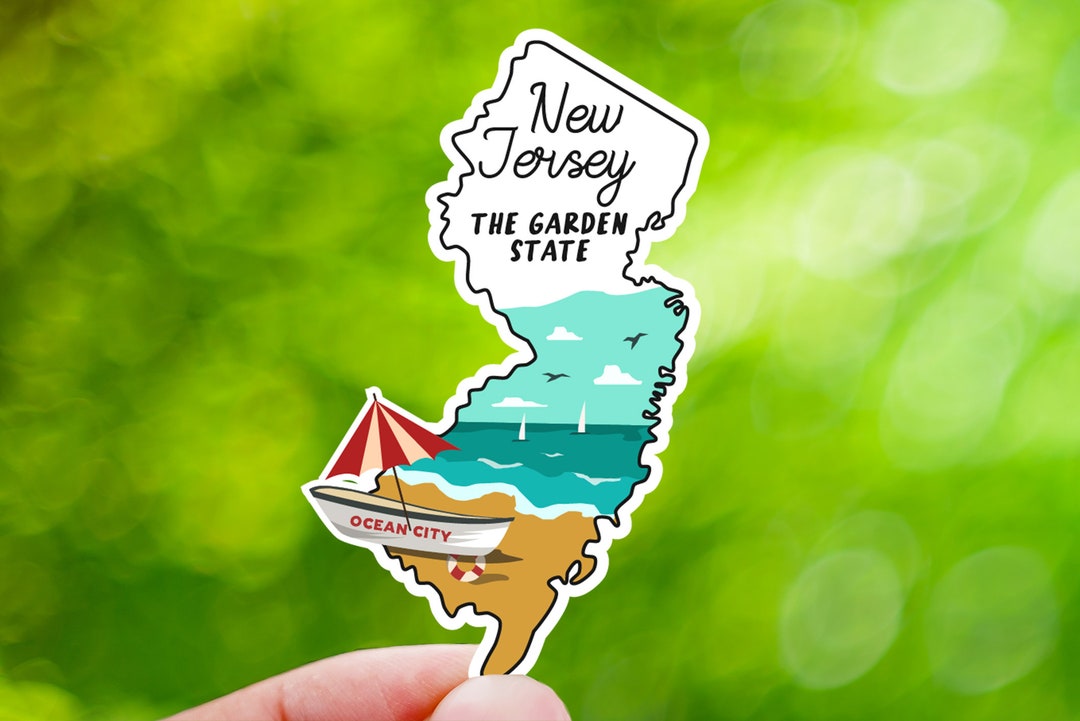 New Jersey State Sticker, Beach Vacation Sticker for Scrapbook, US ...