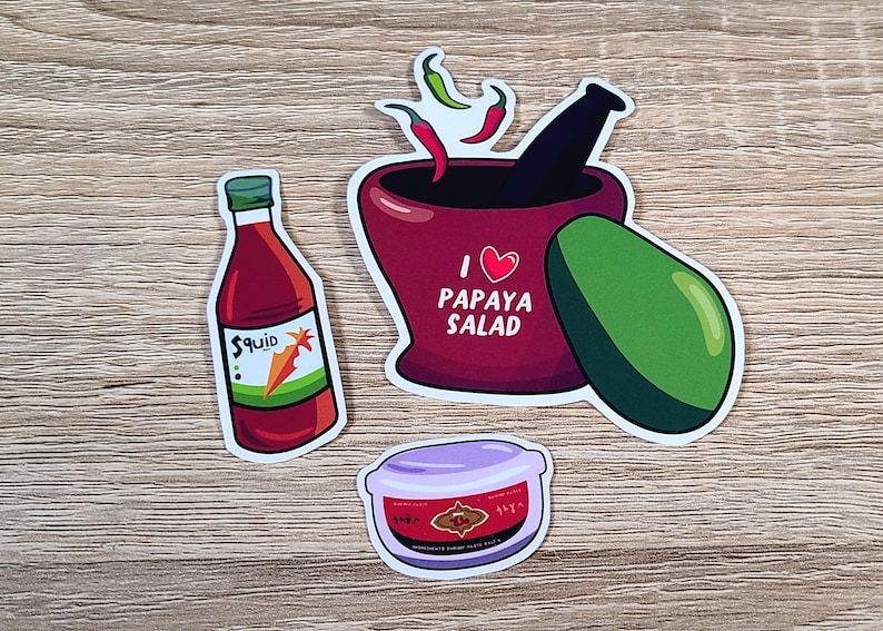 Lao Sticker Bundle, I Love Papaya Salad Vinyl Stickers, Gifts for ...