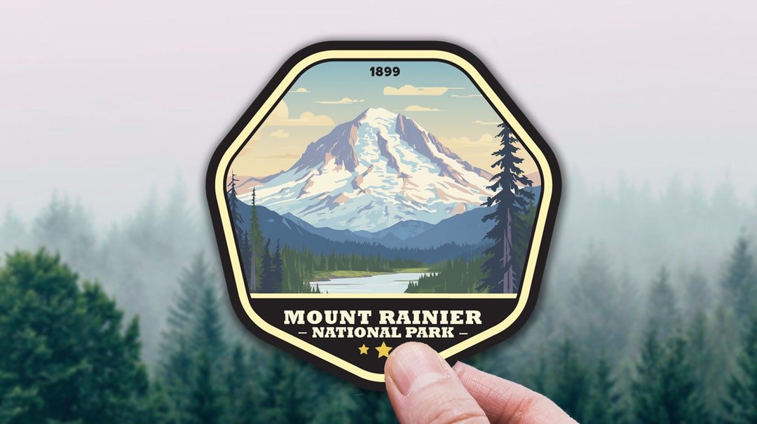 Mount Rainier Sticker, Mount Rainier National Park Badge Decal for ...
