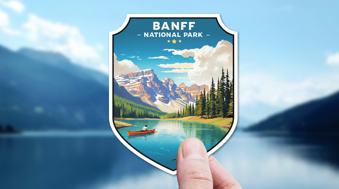 Banff Sticker Art, Canada National Park Sticker, Alberta Travel Decal ...