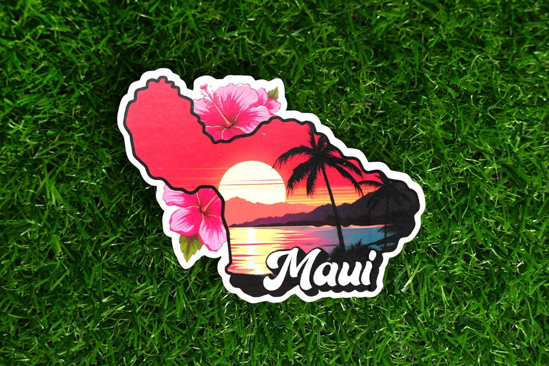 Maui Sticker, Hawaiian Island Decal Vinyl, Sticker for Laptop ...