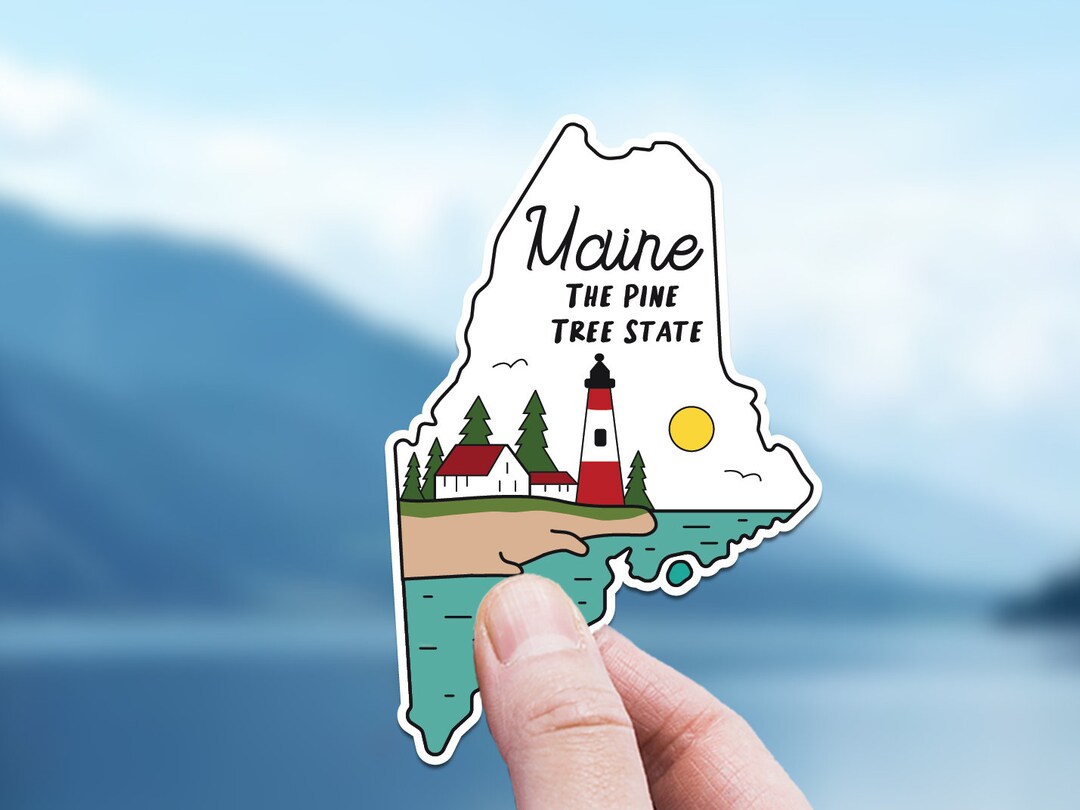 Maine State Sticker, Weather Proof Decal for Laptop, Macbook, Phone ...