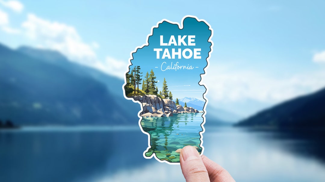 Lake Tahoe Sticker, California Decal Travel Souvenir Art, Water Bottle ...