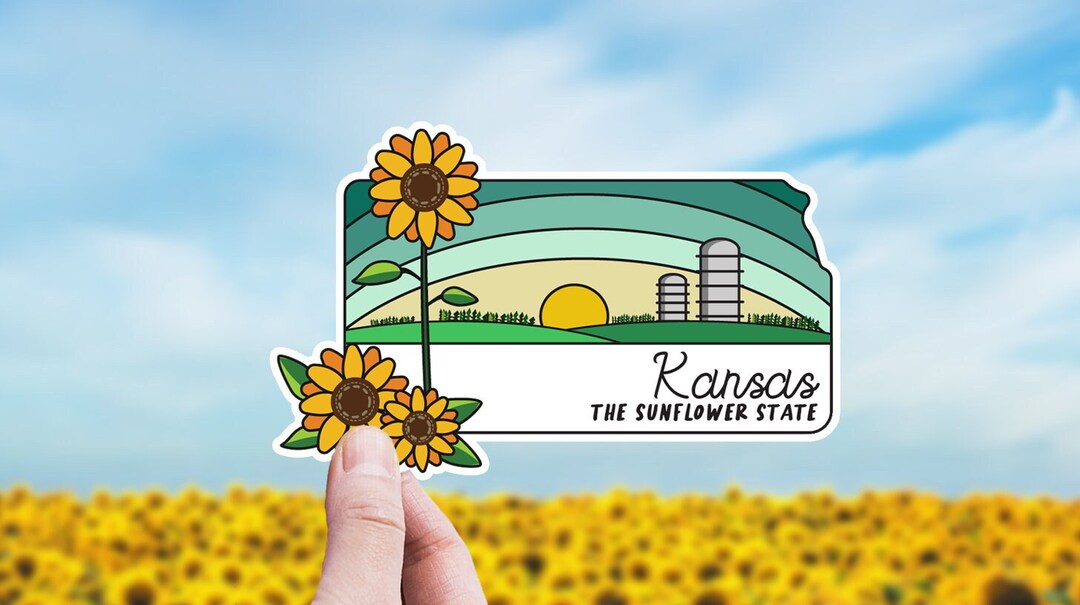 Kansas Sticker, Sunflower State Gift for Friends, Travel Souvenir ...