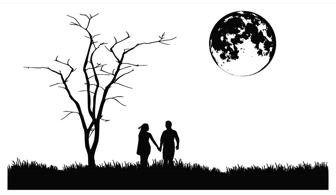 Couple Couple Autumn Moon Tree Moon Tree SVG DXF File - Etsy