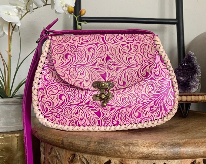 Leather Hand-tooled Embossed Mexican Floral Purse, Handmade Handbag ...