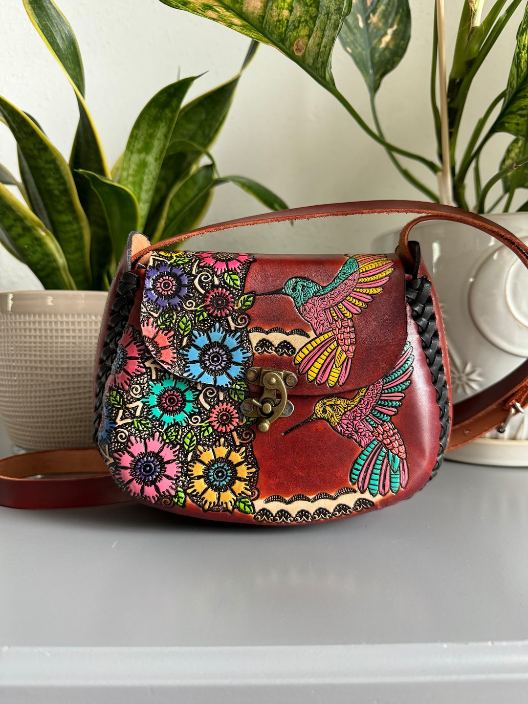 Hand-tooled Leather Hummingbird Purse, Handmade Mexican Bag, Bolsa De ...