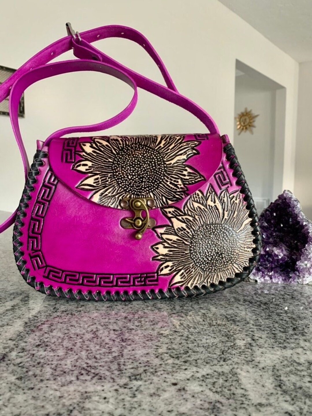 Leather Hand-tooled Embossed Mexican Floral Handbag / Handmade ...