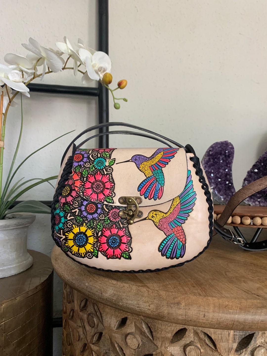 Hand-tooled Leather Hummingbird Purse / Handmade Mexican Bag / - Etsy