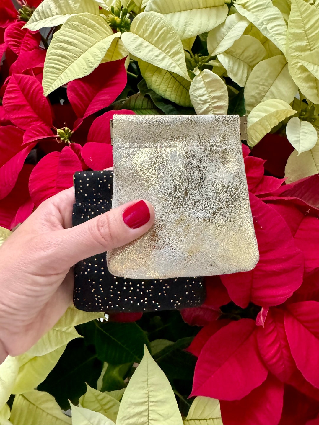 Squeeze Coin Pouch, Hand Tooled Genuine Leather, Handmade Embossed ...