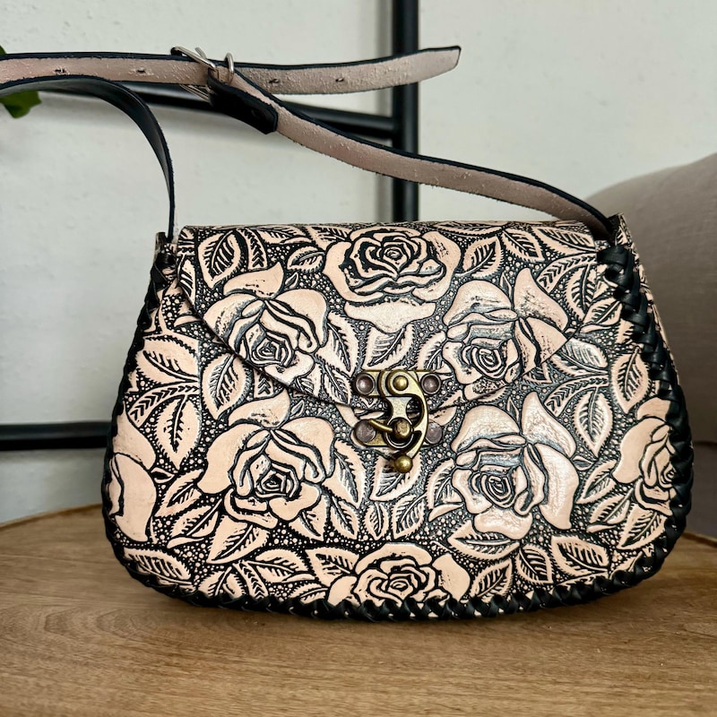 Leather Tooled Purse With Rose - Etsy
