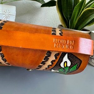 Large Leather Hand-tooled Embossed Mexican Peace Lily Floral Purse ...