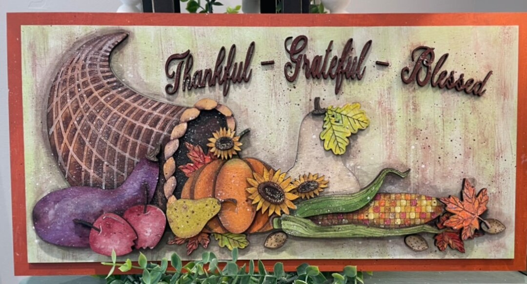 Thanksgiving Cornucopia Picture Svg Digital File 9 1/2 X 18 1/2 Size ...