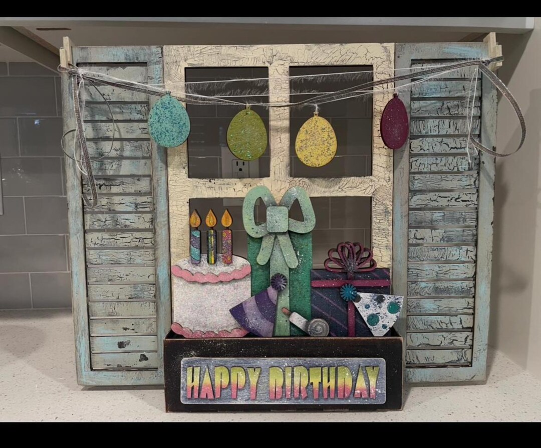 Birthday Window Decor Set SVG, Garland and Planter Box Design (digital ...