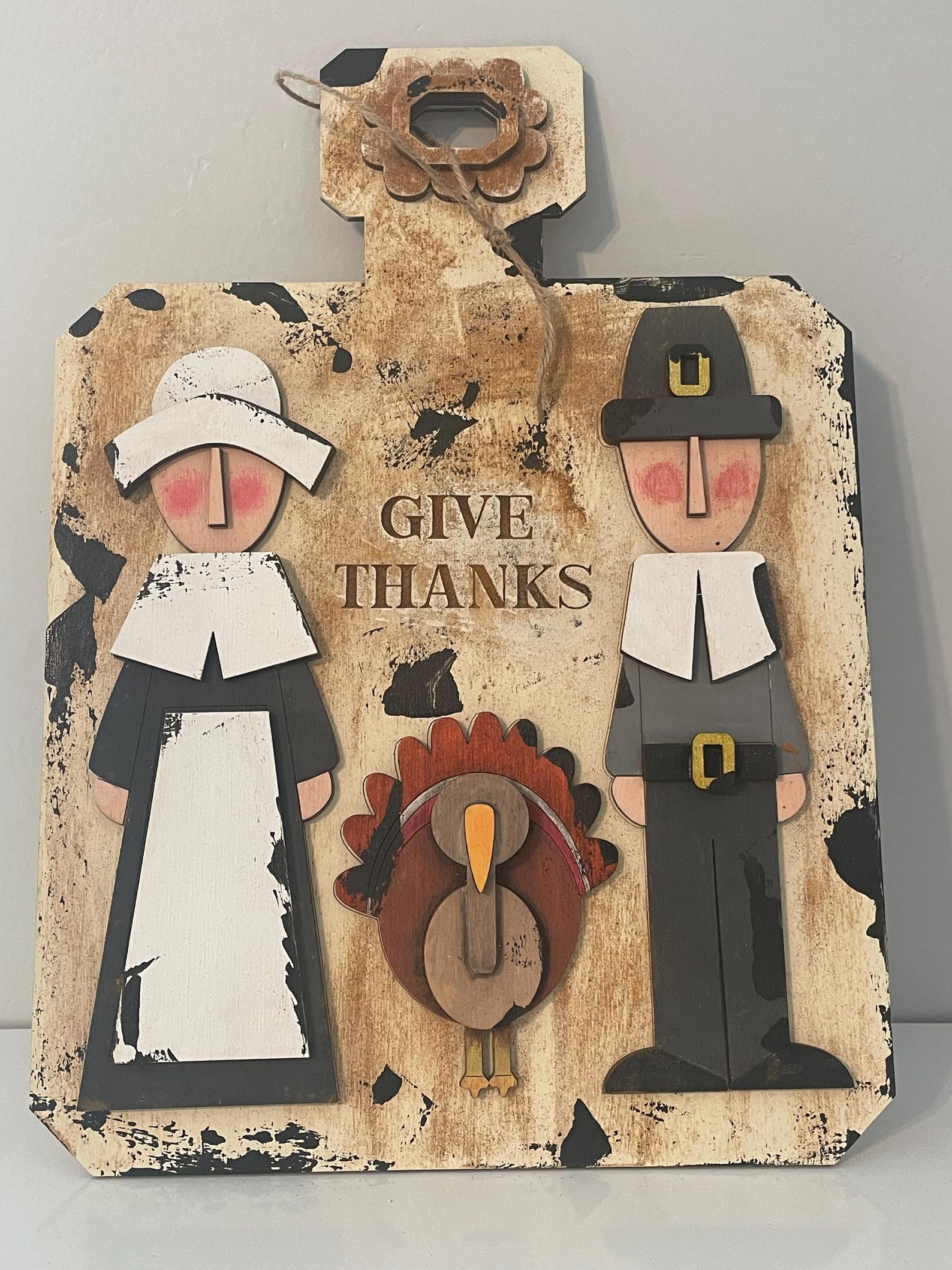 Primitive Thanksgiving Pilgrims on Cutting Board SVG (digital Download ...