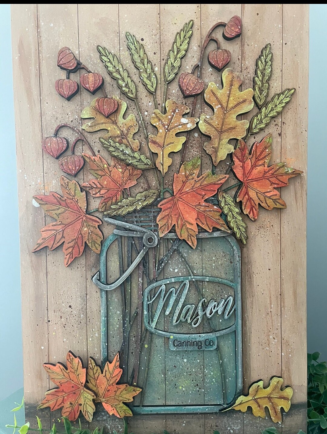 Fall Leaves Mason Jar SVG, Laser Cut File (digital Download) - Etsy