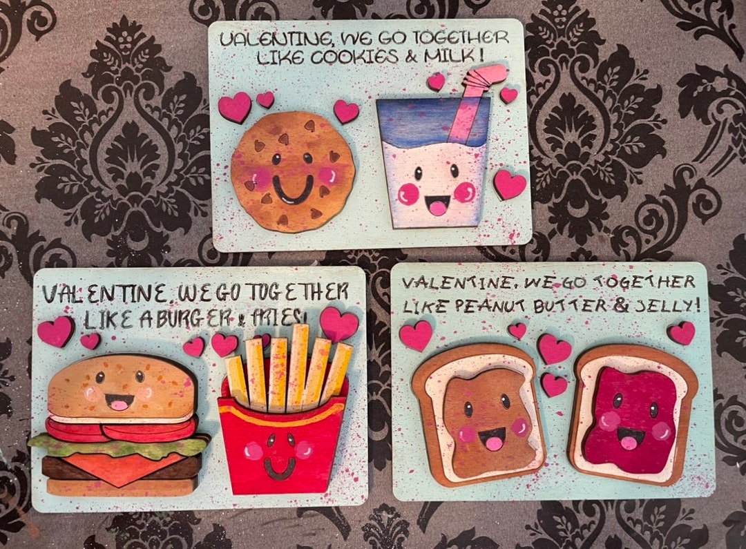 Valentine's Food Pairings SVG Set: Cookie Milk, Burger Fries (digital ...