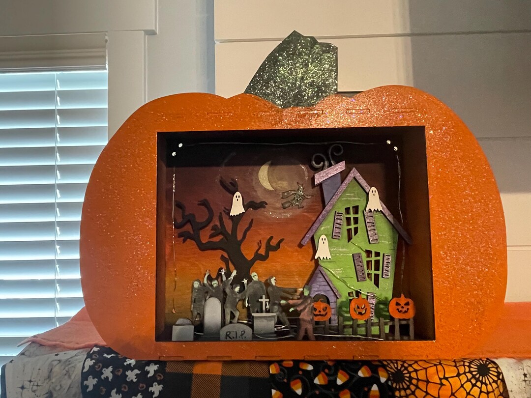 Halloween Pumpkin Light Box Scene Svg Download Digital File Size 11 X ...