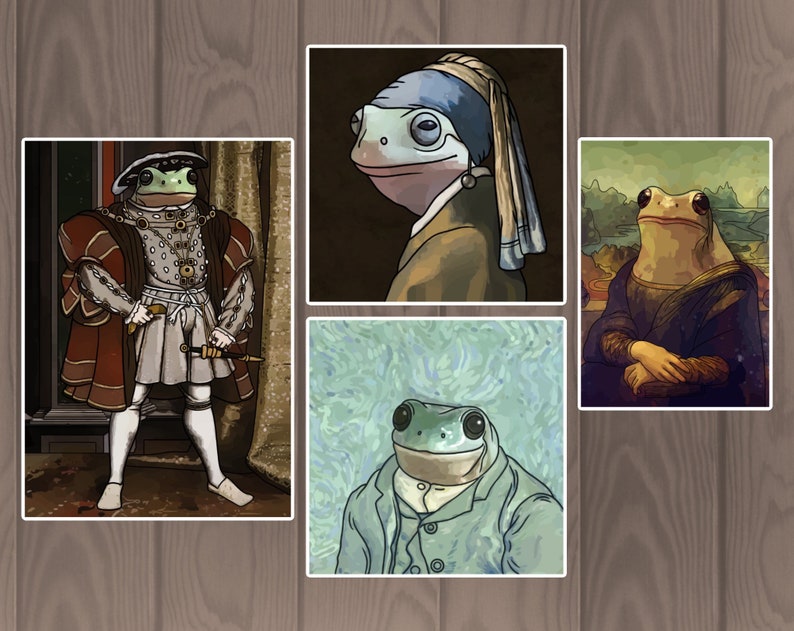 Fine Art Frogs Set 1 Cottagecore Decor Frog Painting - Etsy