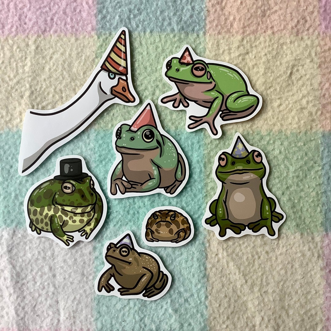 Party Frog Gang, Sticker Pack, Frog Gifts, Frogs in Hats, Frog Stickers ...