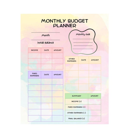 Monthly Budget Planner Digital Download Planner Daily - Etsy
