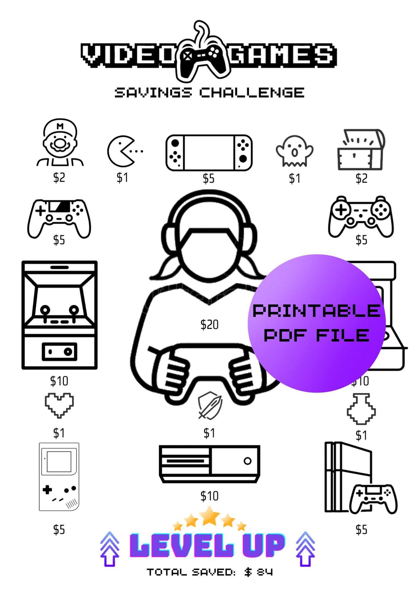 Video Game Savings Challenge | Kids Coloring Savings Challenge | Fun ...