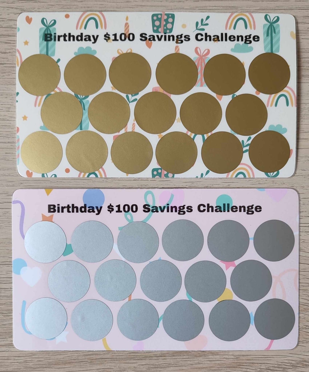 Birthday 100 Scratch off Savings Challenge | 4x7" | Physical Item - Etsy