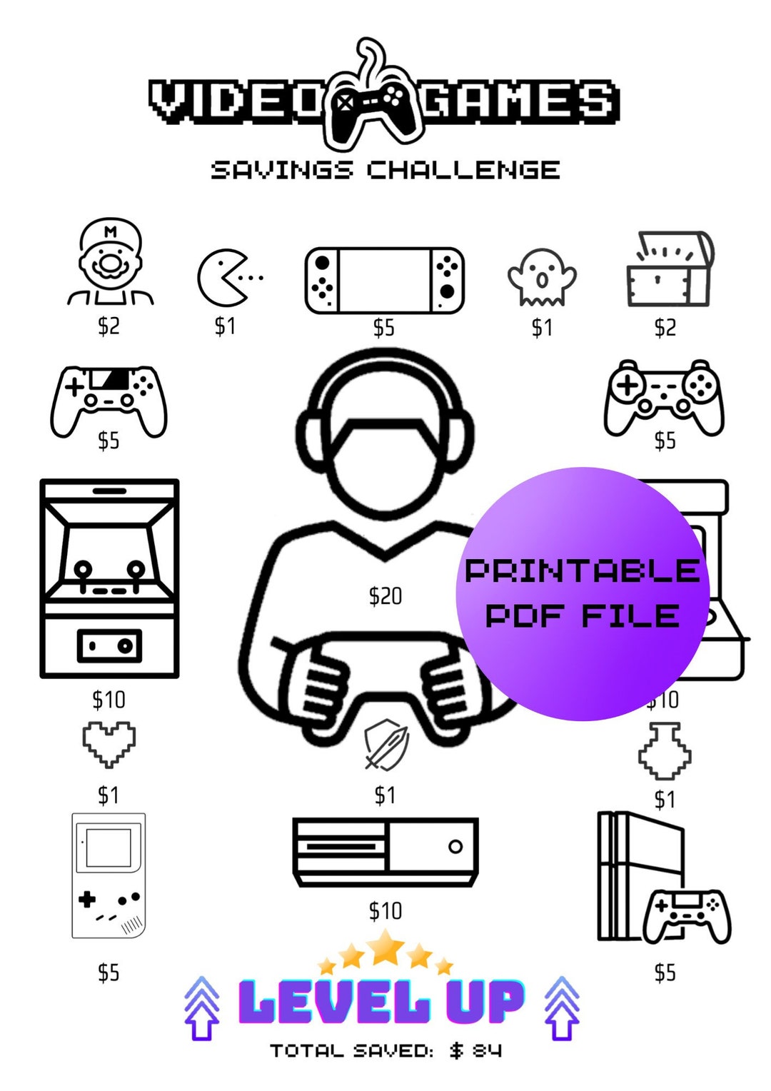 Video Game Savings Challenge | Kids Coloring Savings Challenge | Fun ...