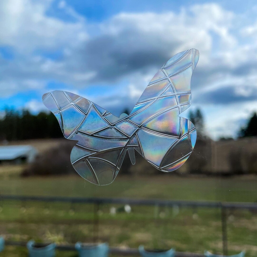 Rainbow Window Cling Butterfly Suncatcher Stained Glass Style - Etsy