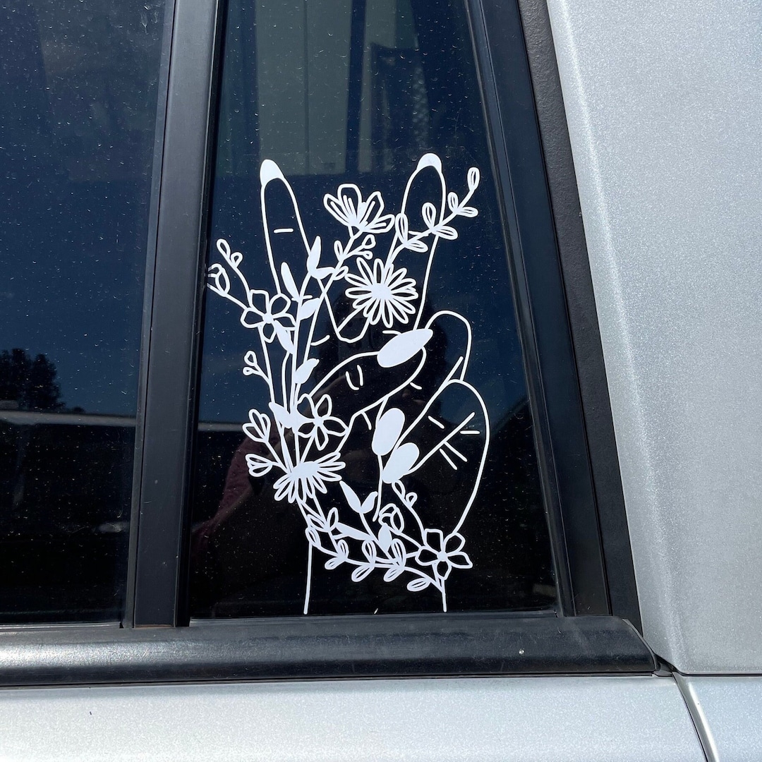 Floral Hand Peace Sign Vinyl Car Window Decal Sticker - Etsy