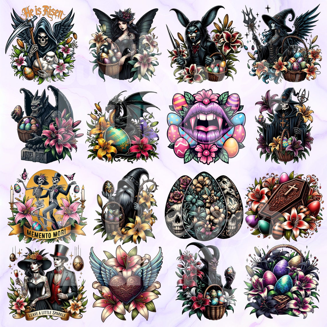 Gothic Easter Digital Clipart Bundle, Commercial Use, Cute Spooky ...