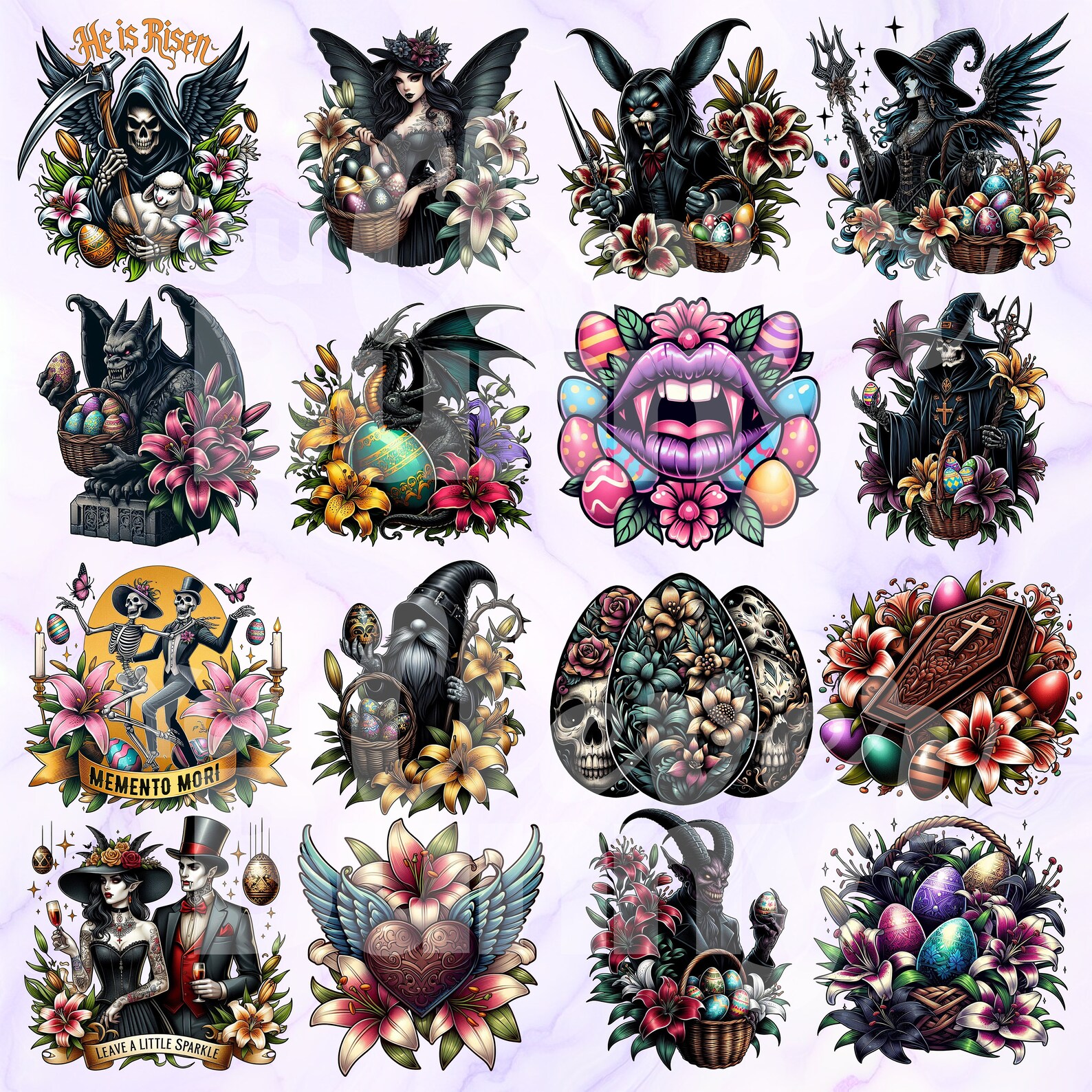 Gothic Easter Digital Clipart Bundle, Commercial Use, Cute Spooky ...