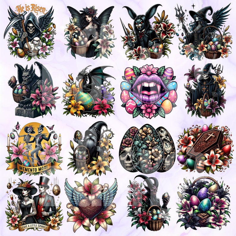 Gothic Easter Digital Clipart Bundle, Commercial Use, Cute Spooky ...