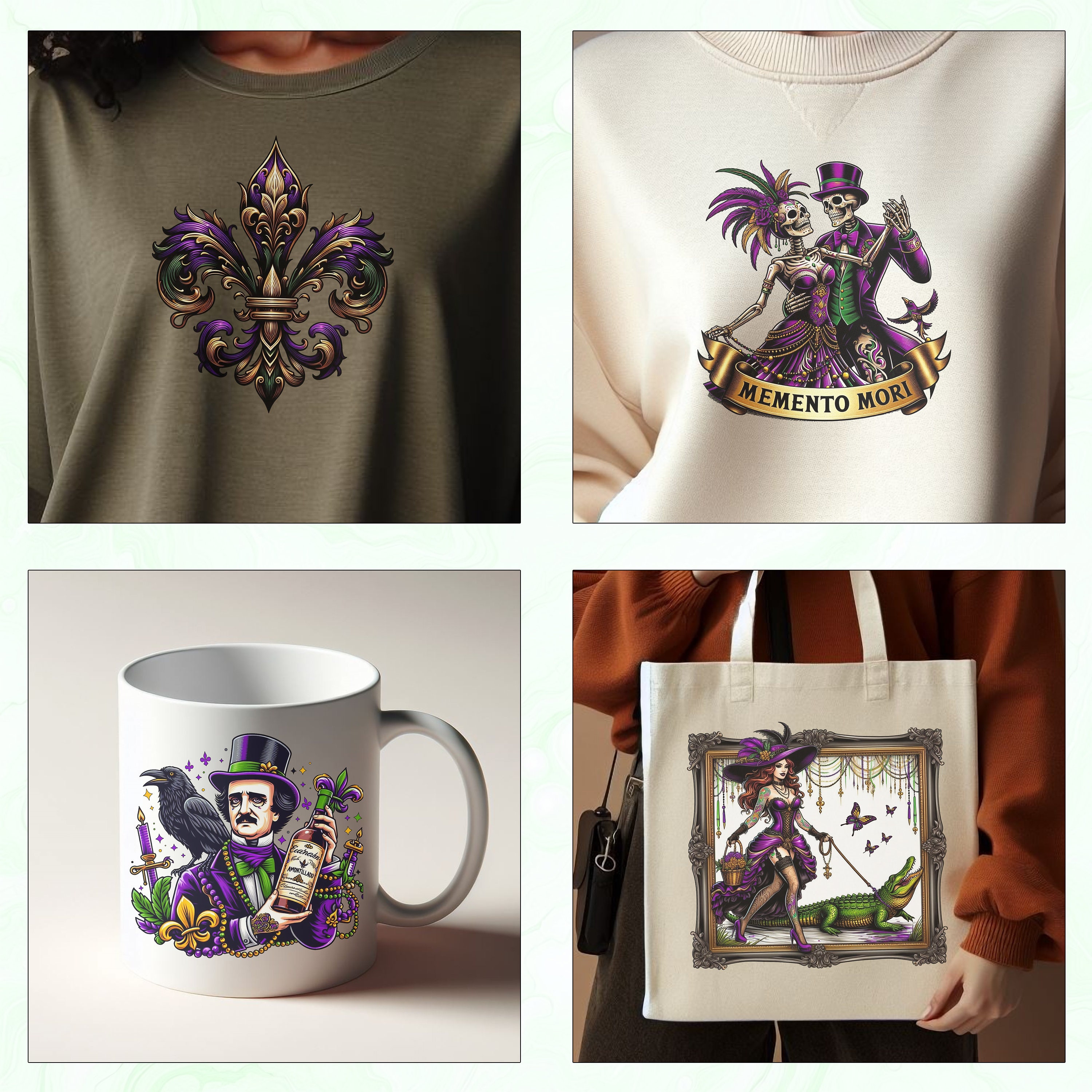 Gothic Mardi Gras Clipart Digital Bundle, Commercial Use, Cute Spooky ...