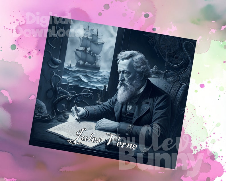 Jules Verne Tumbler Wrap PNG, Classic Horror, Science Fiction, Fantasy ...