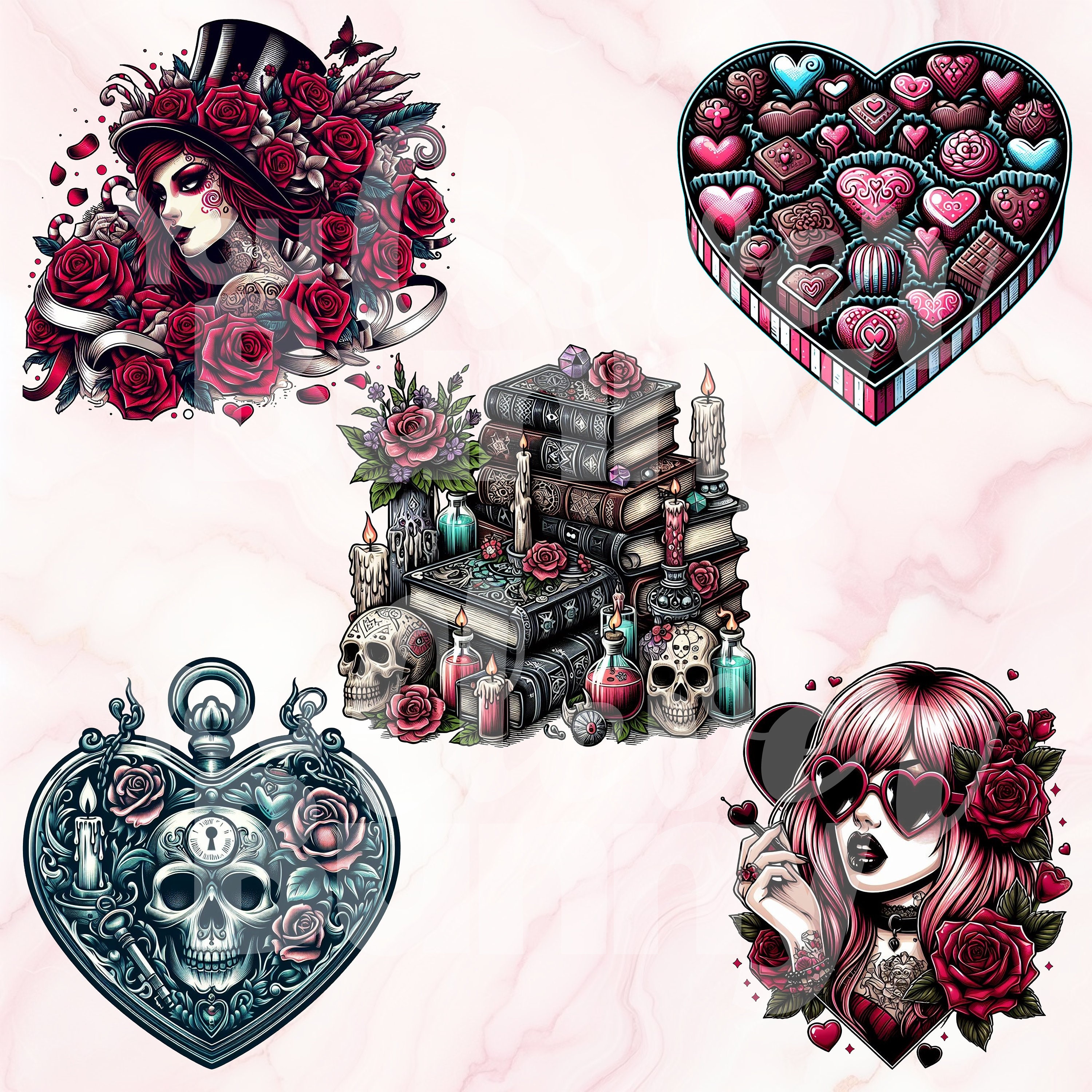 Gothic Valentines Day Clipart Digital Bundle, Commercial Use, Cute ...