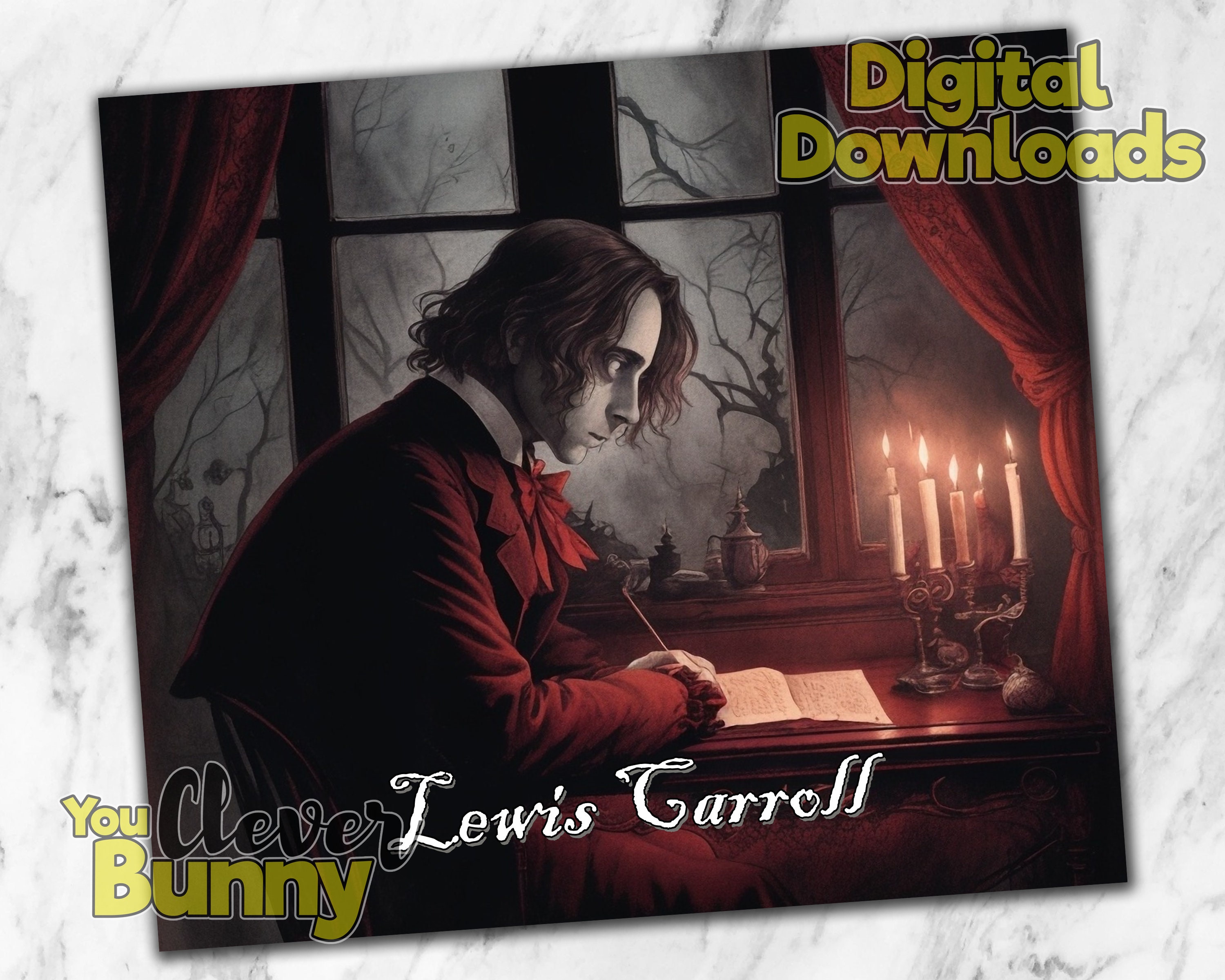 Lewis Carroll Tumbler Wrap PNG, Classic Literature, Gothic Poetry ...