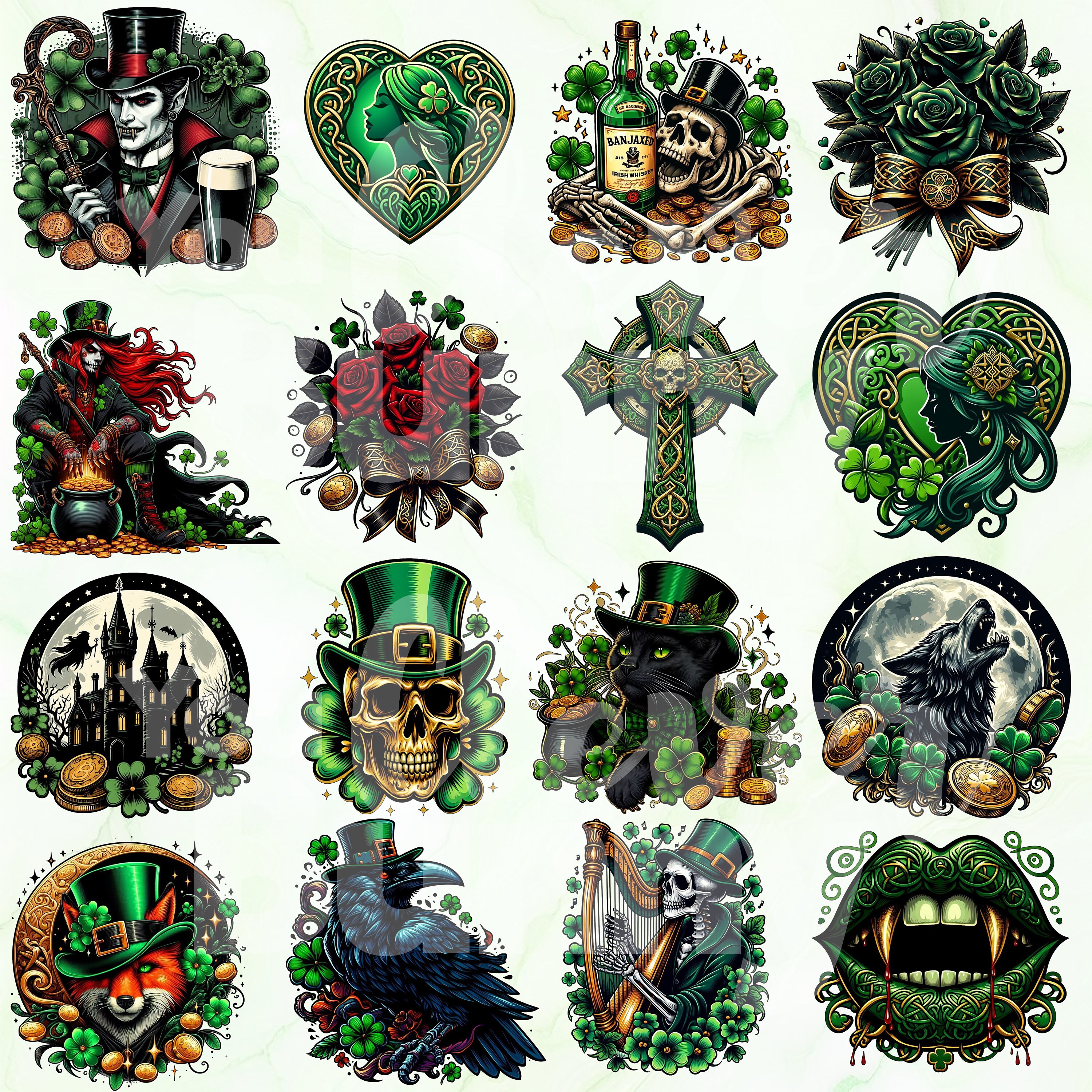 Gothic St Patricks Day Digital Clipart Bundle, Commercial Use, Cute ...