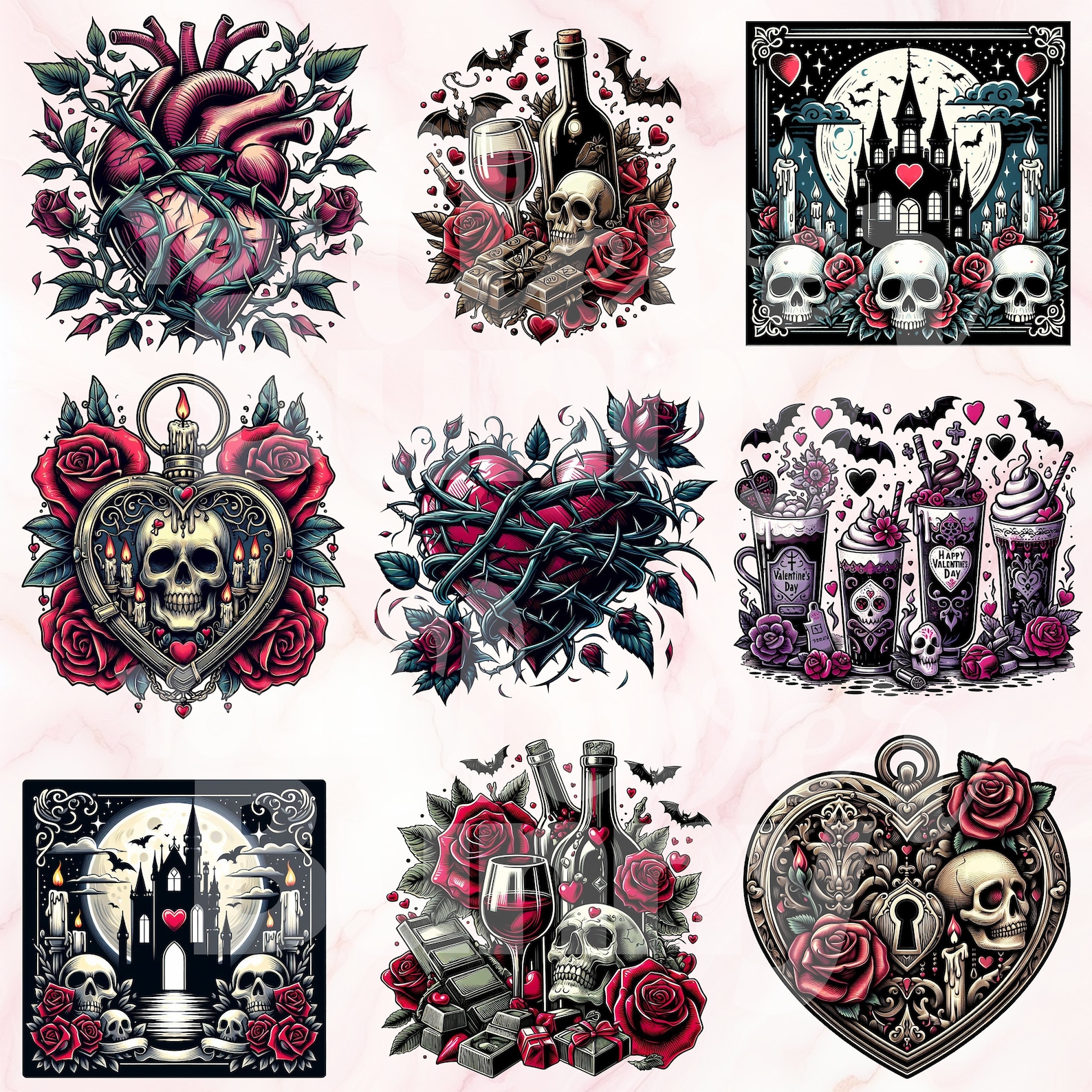 Gothic Valentines Day Clipart Digital Bundle, Commercial Use, Cute ...