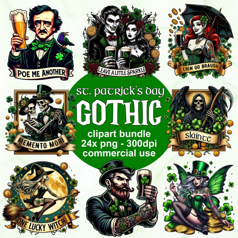 Gothic St Patricks Day Digital Clipart Bundle, Commercial Use, Cute ...