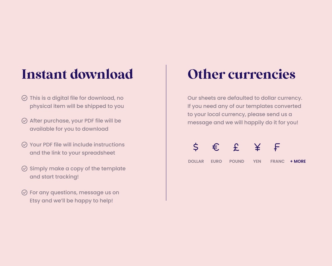 Simple Service Rate Card | A4 Printable | Budget Template | Financial ...