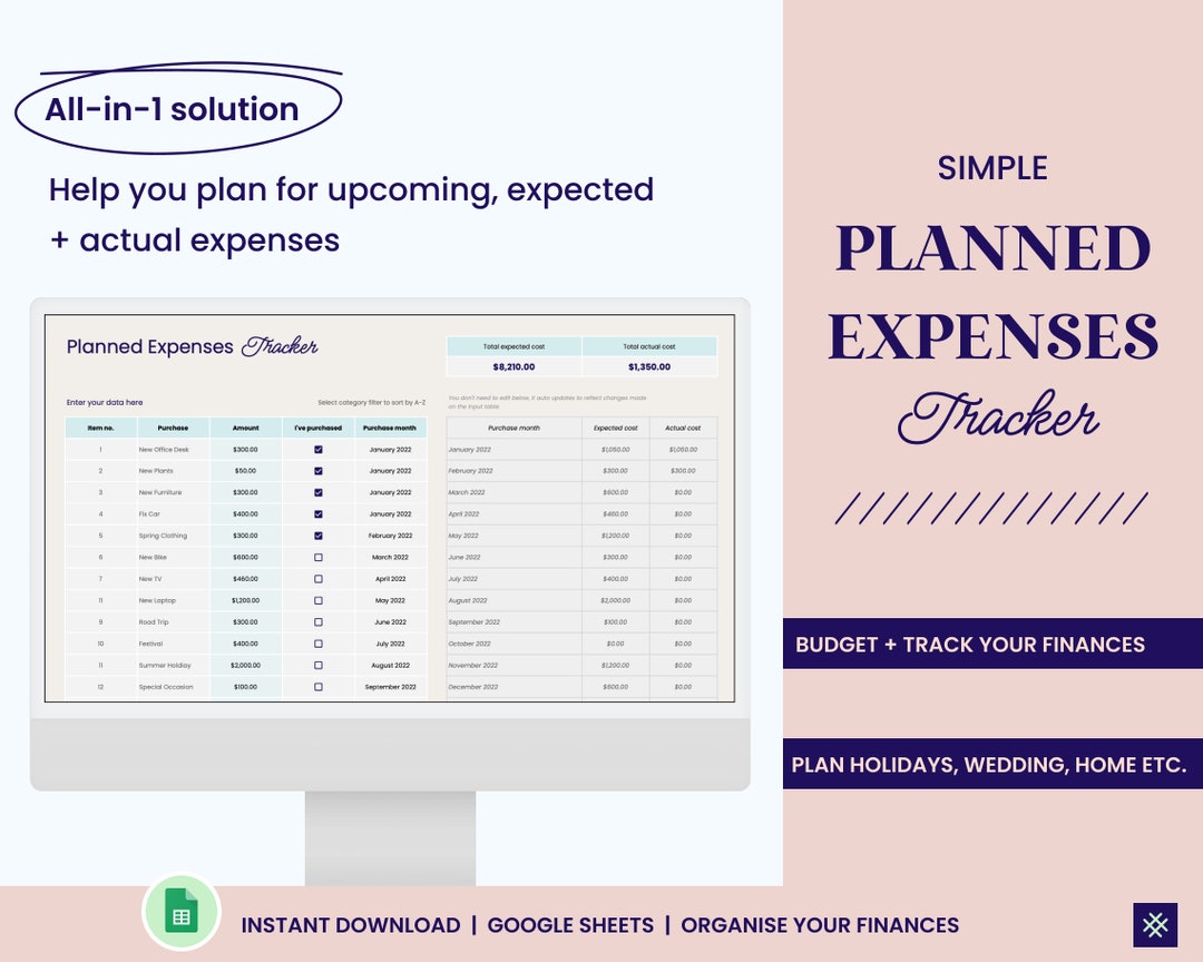 Simple Planned Expenses Tracker | Financial Expenses Tracker | Budget ...