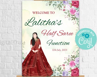 Half Saree Function Sign Half Saree Poster, Half Saree Ceremony Sign ...