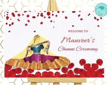 Chunni Welcome Signs Punjabi for Chunni Signages, Wedding Chunni ...