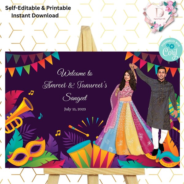 Sangeet Welcome Board - Etsy